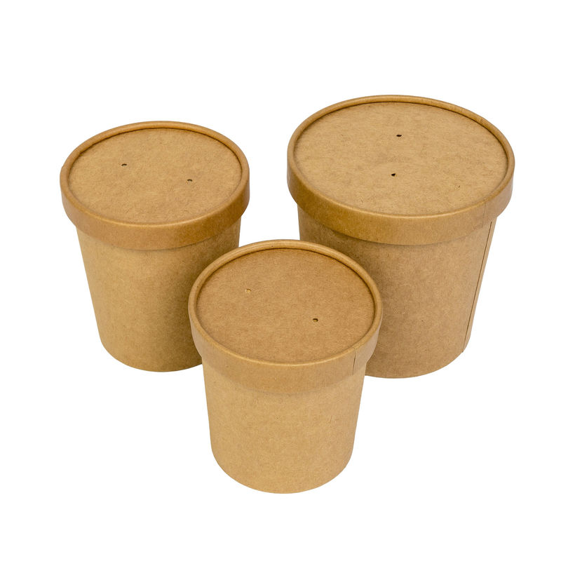 Disposable Kraft Paper Soup Bowl 16oz With Lid