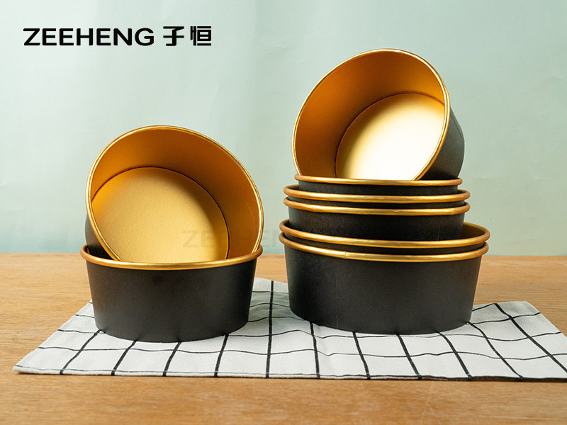 Black Gold Foil Paper Food Bowls Multi-Purpose And Disposable