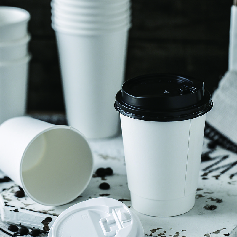 12oz Custom Logo Disposable Insulated Paper Cups White Eco Friendly ...
